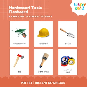 72 Montessori Tools & Equipment Flashcard, Real Image, Nomenclature ...