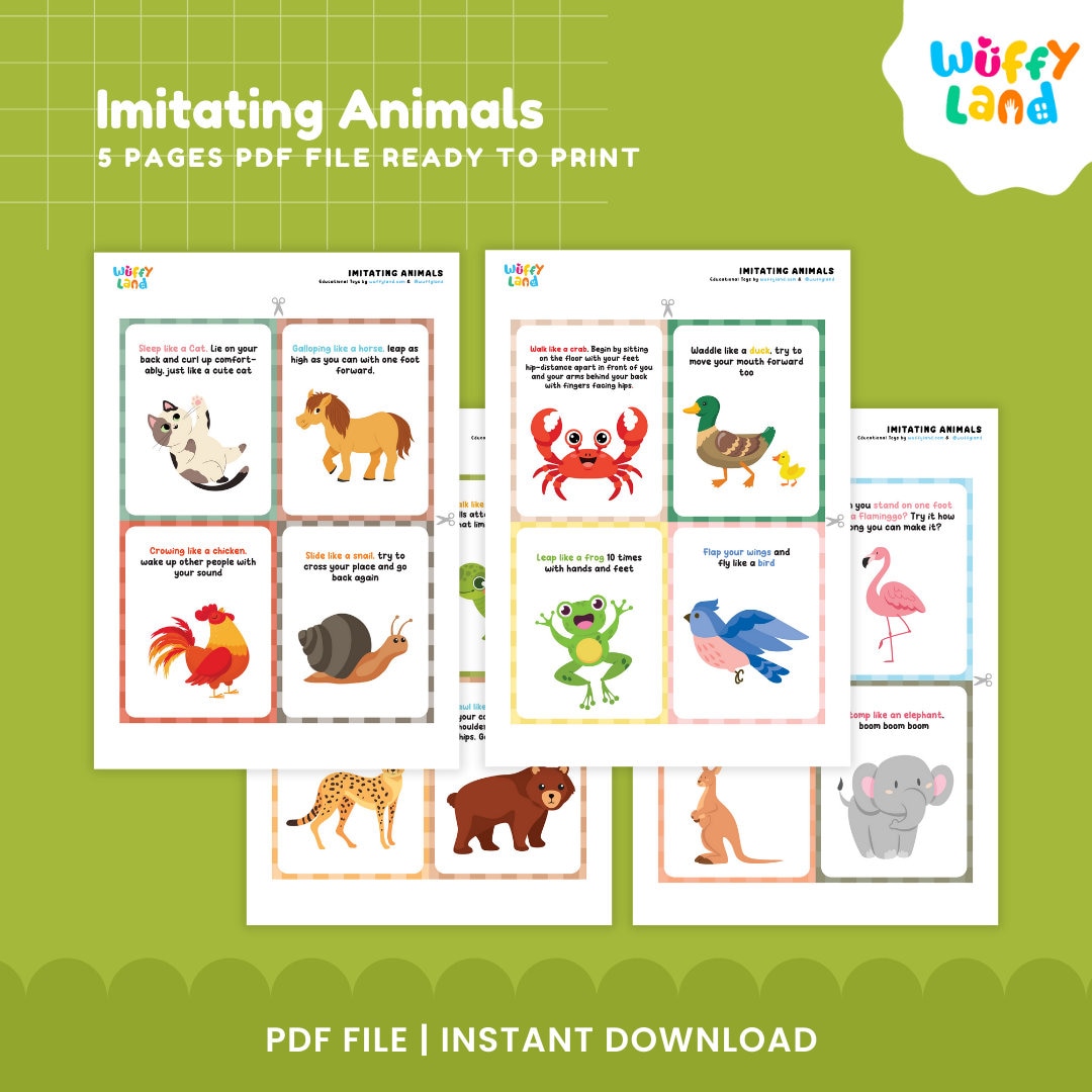Animal Movement Cards for Preschool and Kindergarten - Gross Motor ...