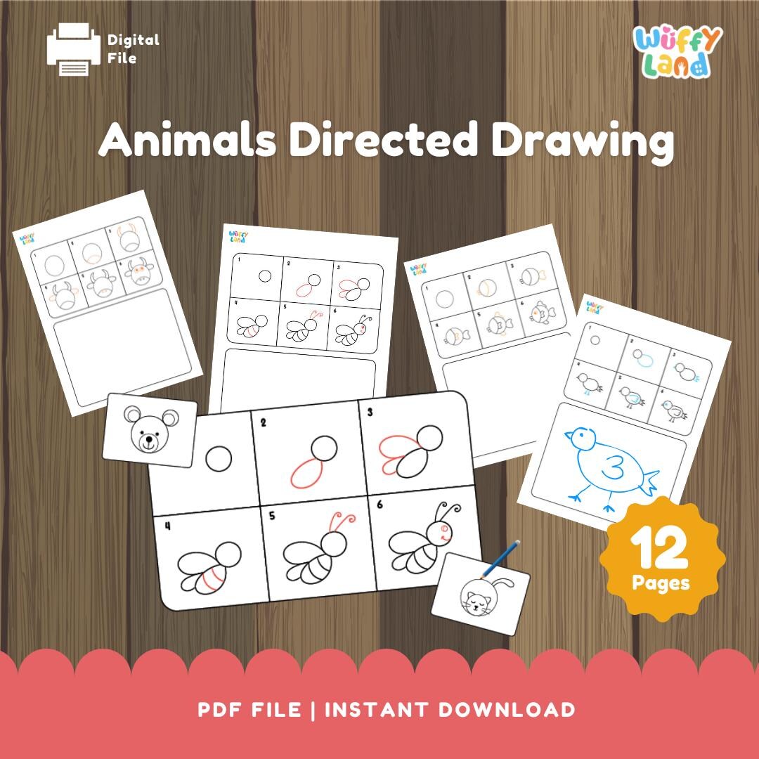 Animals Directed Drawing Worksheets Step-by-step Drawing Fun for Kids ...