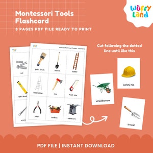 72 Montessori Tools & Equipment Flashcard, Real Image, Nomenclature ...