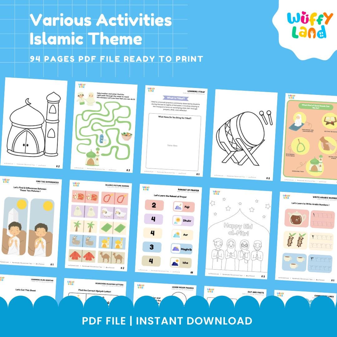 Islamic Theme Activity Pack | 94 Pages Printable Worksheets | Arabic ...
