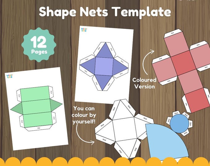 Three-dimensional Shapes Cut & Fold Nets - Montessori Geometry (digital ...