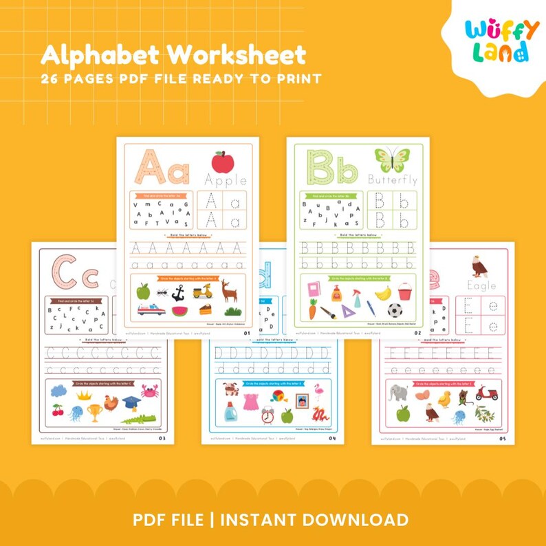 Alphabet Worksheet A–Z - Printable Tracing & Phonics Pages for ...