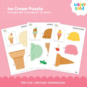 Cut and Glue Game Ice Cream Theme. Learning Pack for Kids. Printable ...