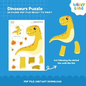 Dinosaur Puzzle Printable - 20 Pages PDF | Fun Kids Activity ...