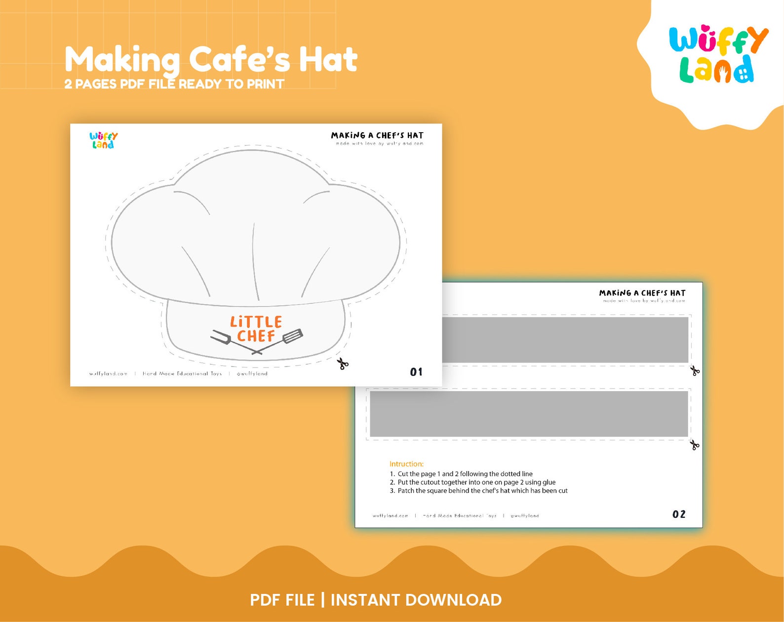 Chef Hat Printable Birthday Party Hat Baking Party Instant Download ...