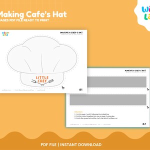 Chef Hat Printable Birthday Party Hat Baking Party Instant Download ...