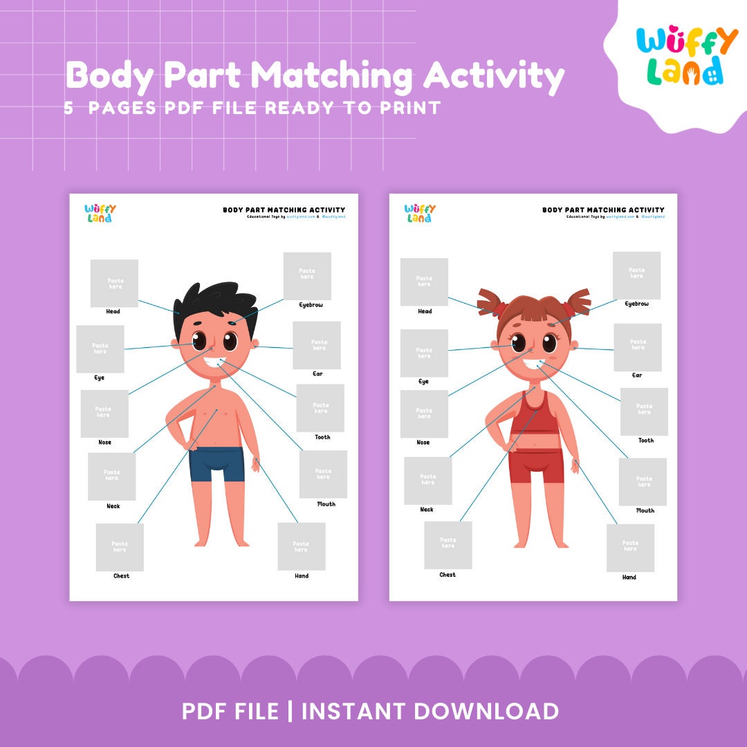 Body Part Matching Activity, Body Part for Kids, Toddler Busy Book ...