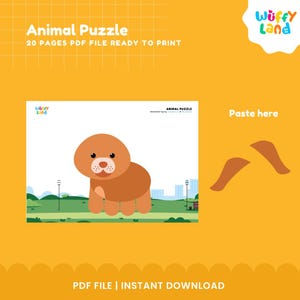 Animal Puzzle Cut and Paste Activity for Kids | Preschool Matching Game ...