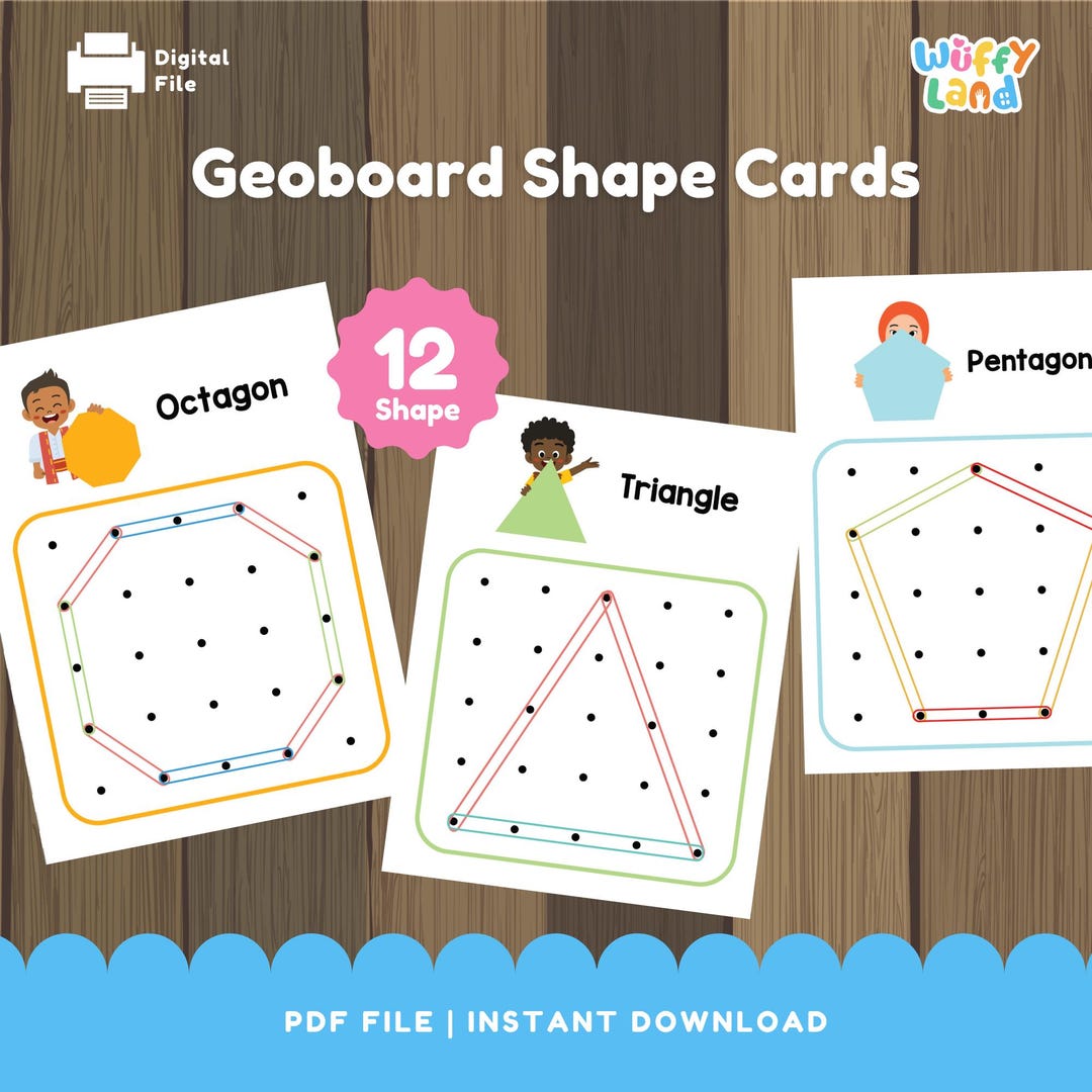 Geoboard Shape Cards for Kids 2D Early Math Activities - Fine Motor ...