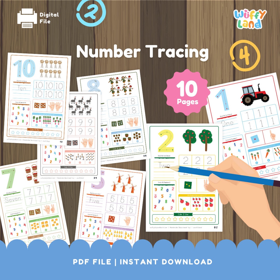 Counting and Writing 1-10, Handwriting Practice PDF, Number Tracing ...