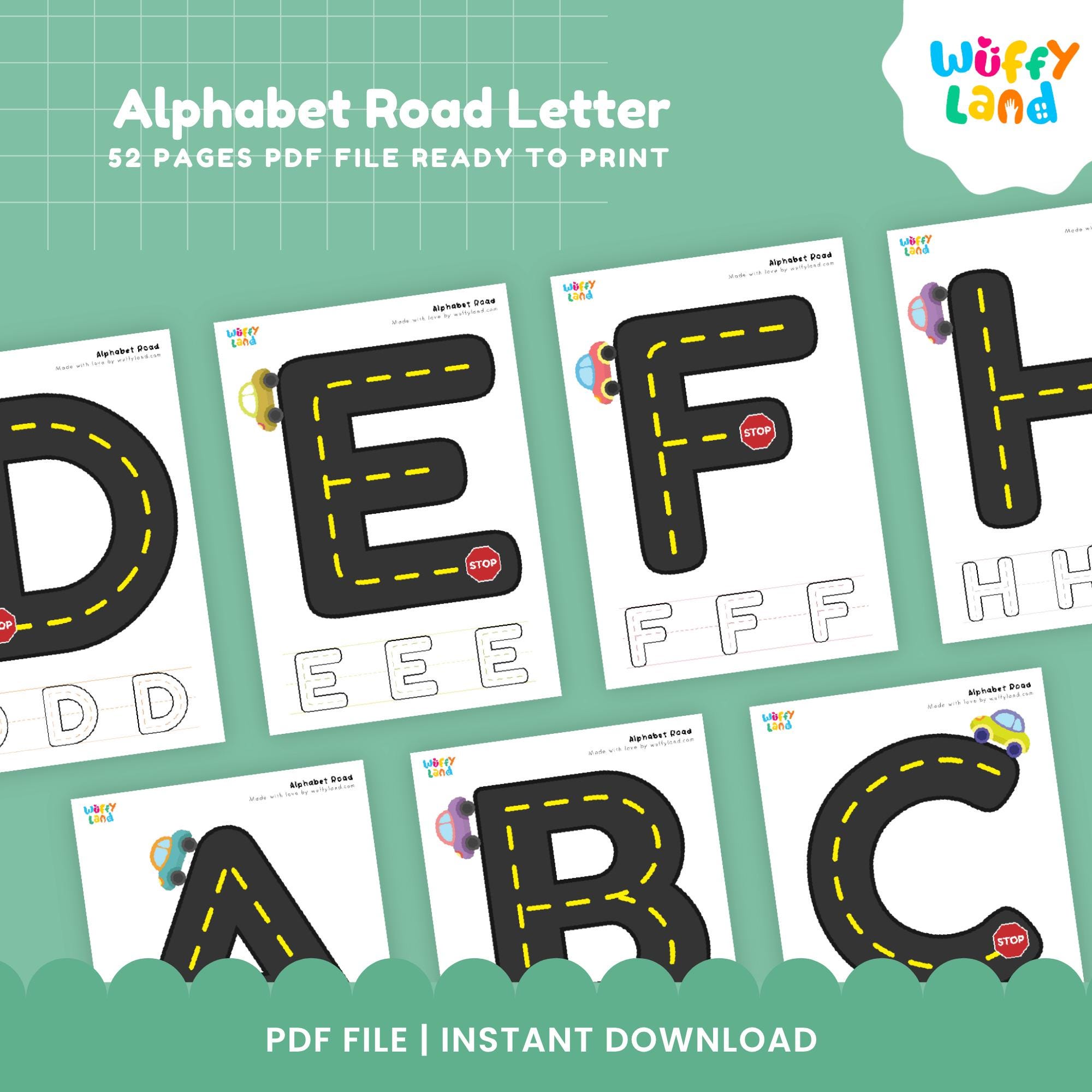 Alphabet Tracing Sheets With Car Theme - Uppercase and Lowercase Road ...