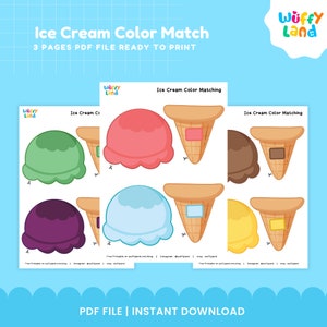 Ice Cream Color Matching, Puzzle Games Printables, Logic Activity ...