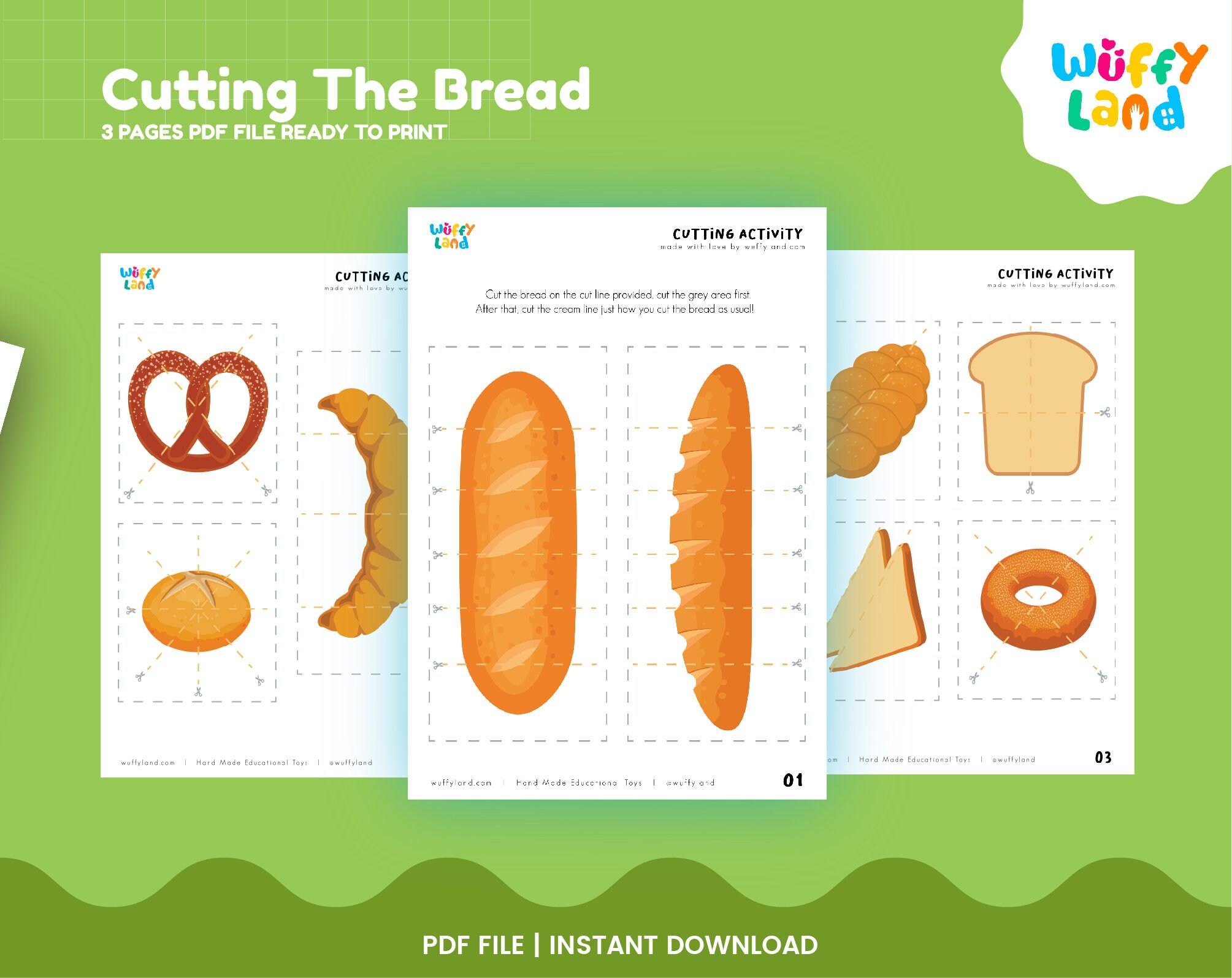 Cutting the Bread Scissors Activities for Kids and Kindergarten ...