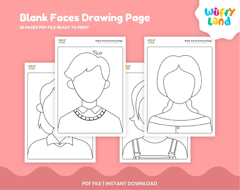 Blank Faces Drawing Pages Printable Download Preschool - Etsy