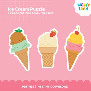 Cut and Glue Game Ice Cream Theme. Learning Pack for Kids. Printable ...