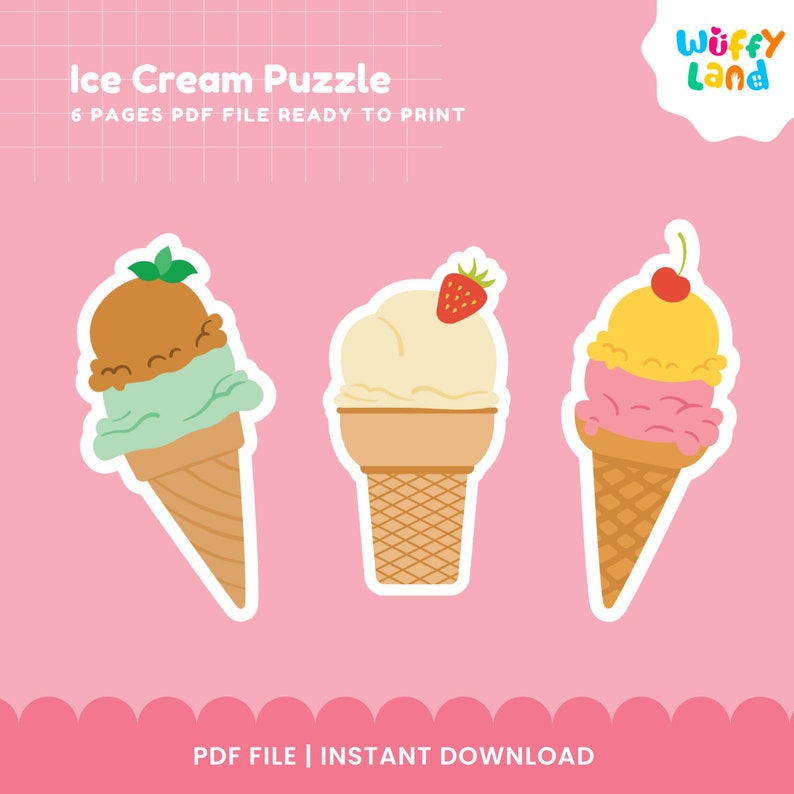 Cut and Glue Game Ice Cream Theme. Learning Pack for Kids. Printable ...