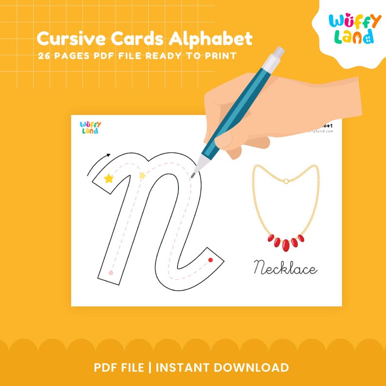 Alphabet Cursive Cards Handwriting Practice Letter Tracing Sheets for ...