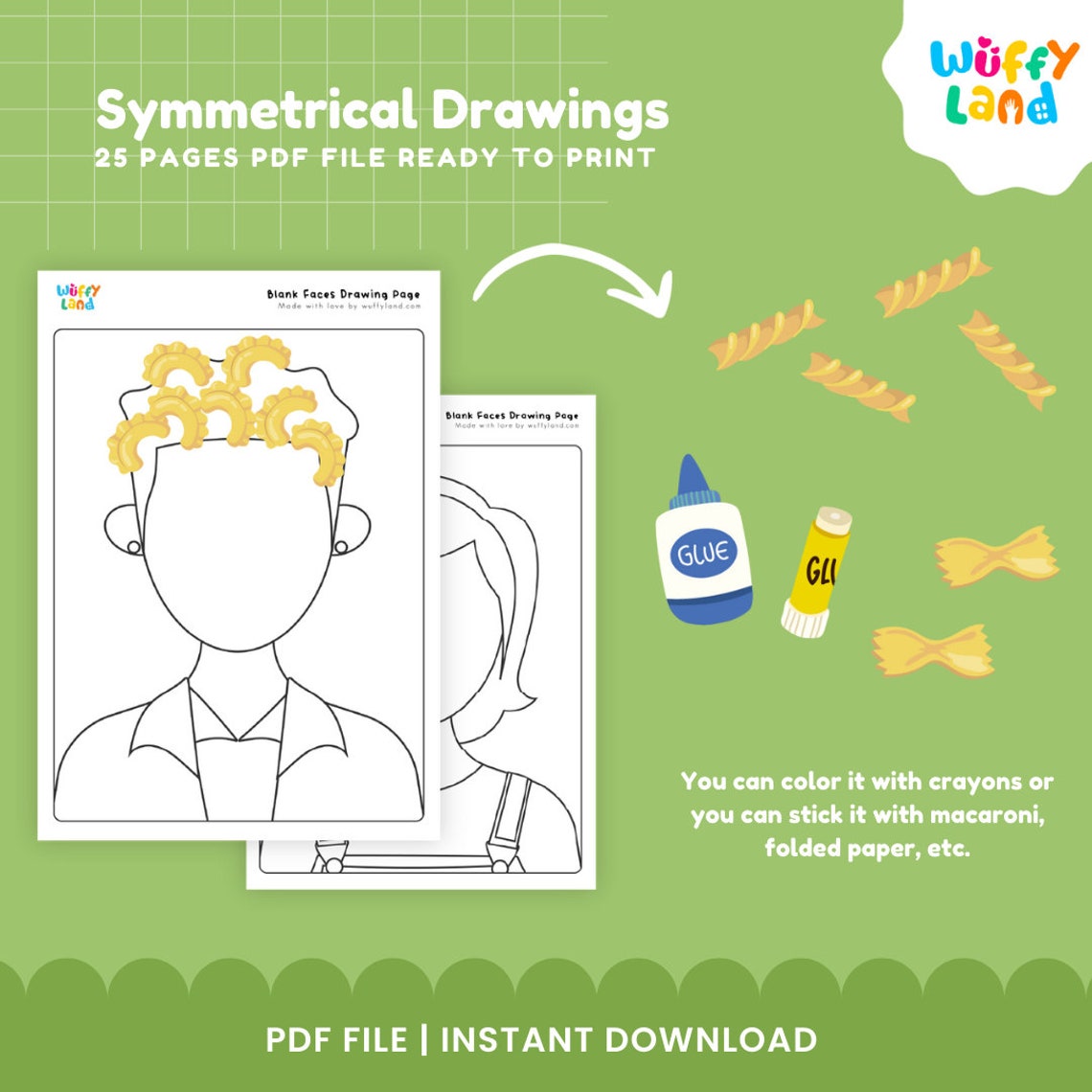 Blank Faces Drawing Pages, Printable Download, Preschool, Kindergarten ...