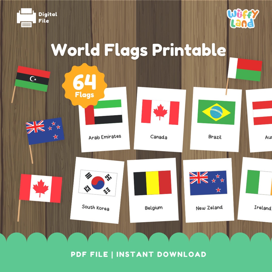 World Flags Printable 25 Pages PDF Educational Geography Activity Learn ...