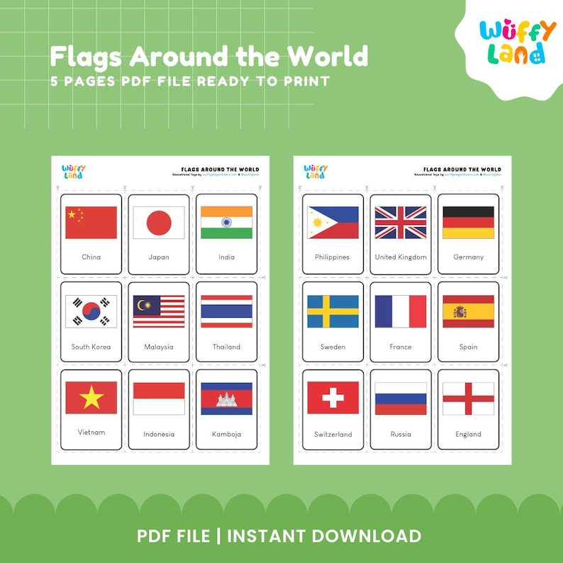 Flags Around the World Printable Game - Country Flags Matching ...