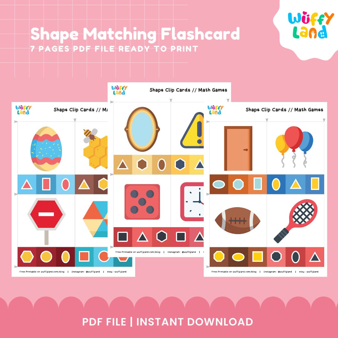 Shape Flashcard, Matching Games, Educational Material Printable ...