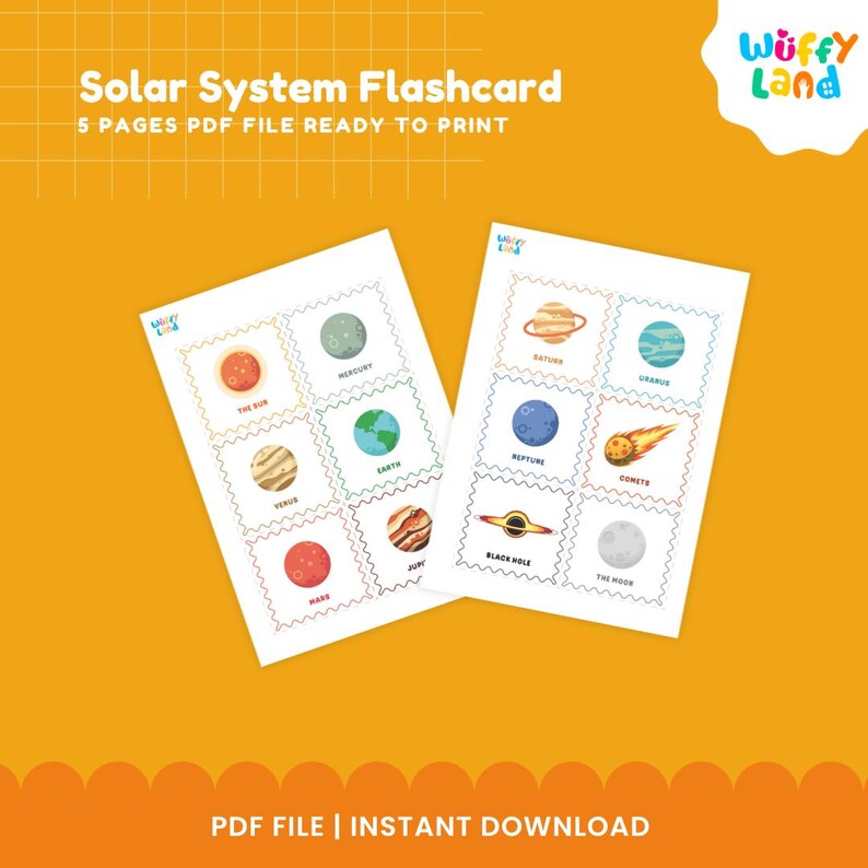 Solar System Flashcards - Planets and Space Learning for Kids - Etsy