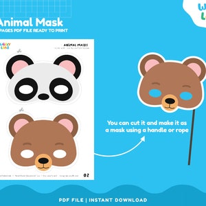 Printable DIY Animal Mask Costume Face Mask Animal Mask Halloween Party ...