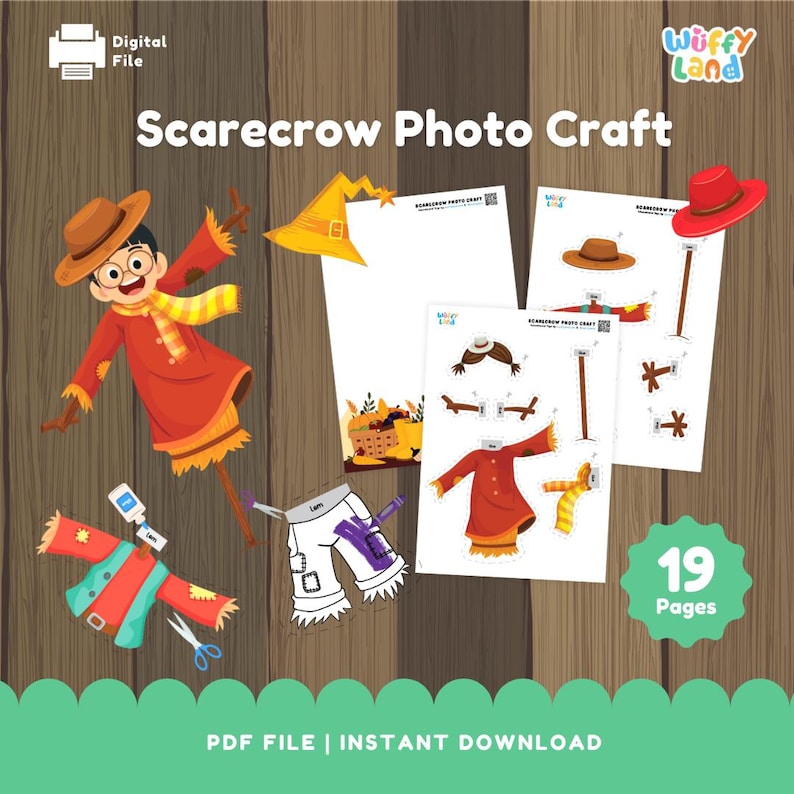 DIY Scarecrow Photo Craft for Kids | Fun Fall Activity | Printable PDF ...