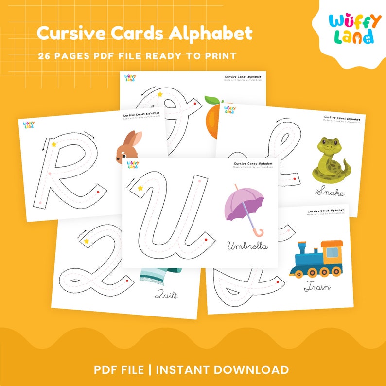 Alphabet Cursive Cards, Cursive Handwriting Practice, Cursive Alphabet ...
