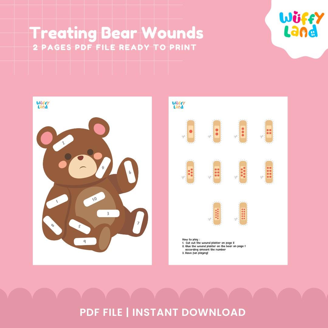 Printable Teddy Bear First Aid Activity - Pretend Play Doctor Set - Etsy