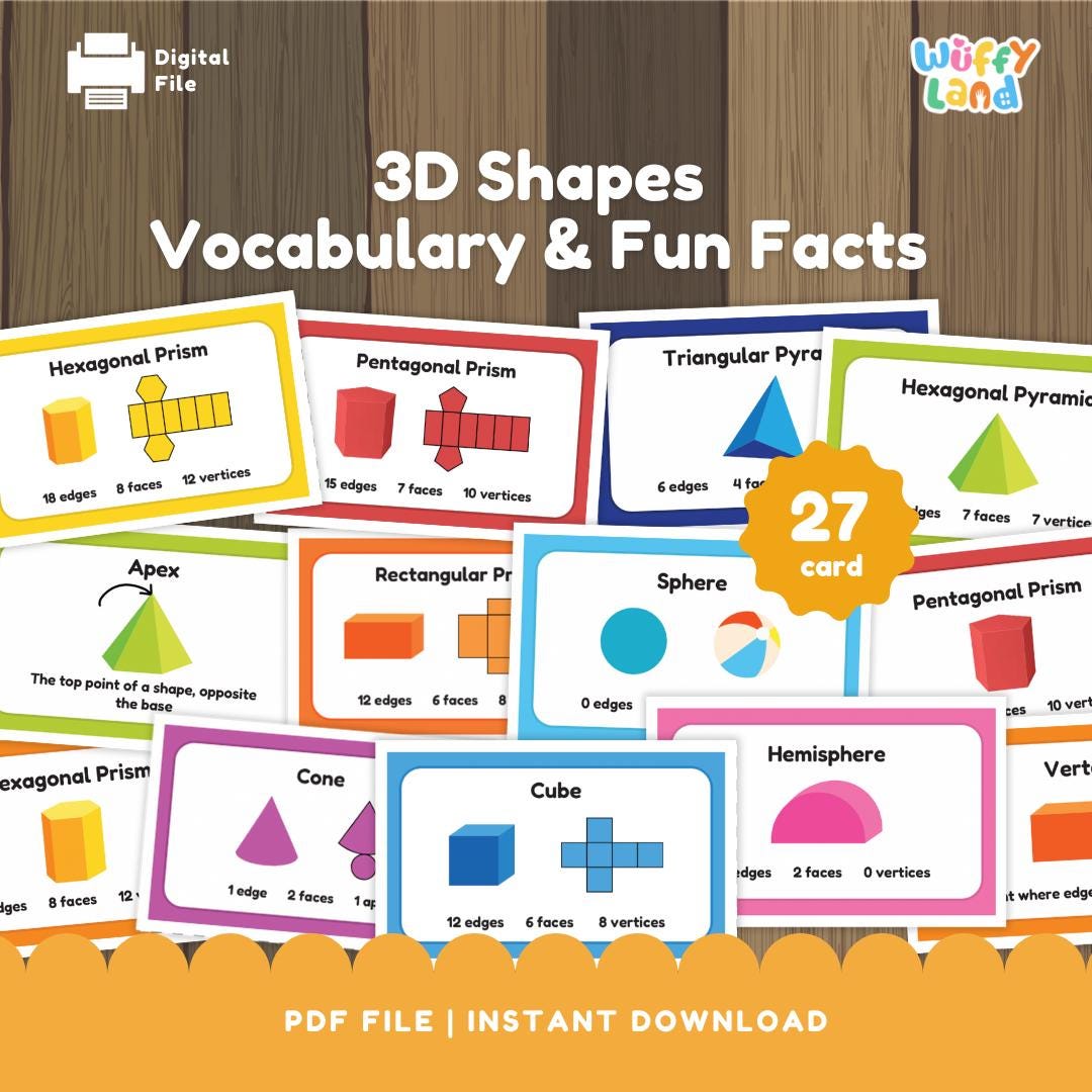 3D Shapes Posters and Vocabulary Cards | Geometry Fun Facts | Math ...