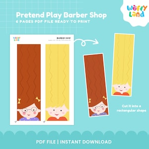 Scissor Skills, Pretend Play Barber Shop, Cutting Practice Sheet ...