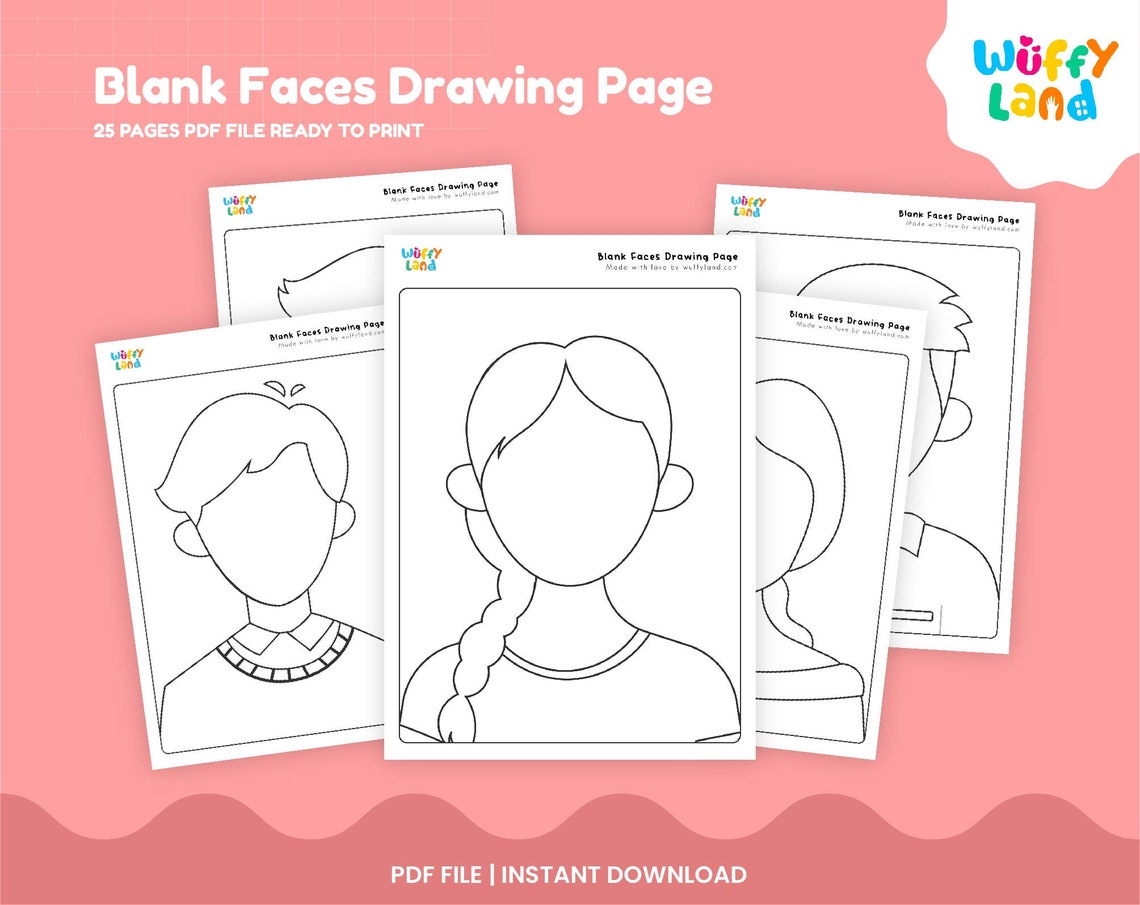 Blank Faces Drawing Pages Printable Download Preschool - Etsy