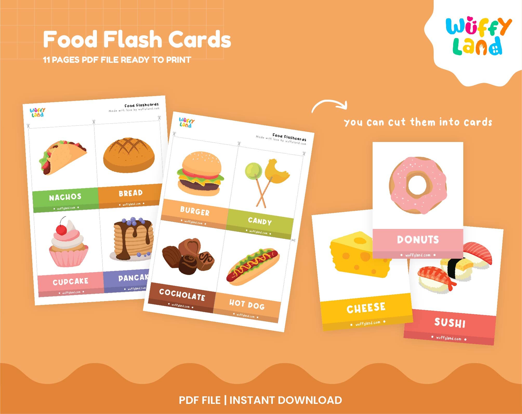 Food Flashcards Printable Food Themed Flashcards Montessori - Etsy