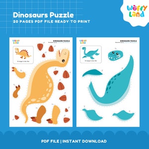 Dinosaur Puzzle Printable - 20 Pages PDF | Fun Kids Activity ...