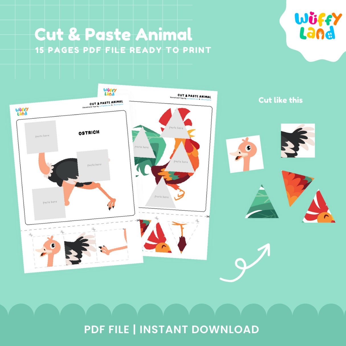 Cut and Paste Animal Animal Matching Game Cut Out and Glue - Etsy