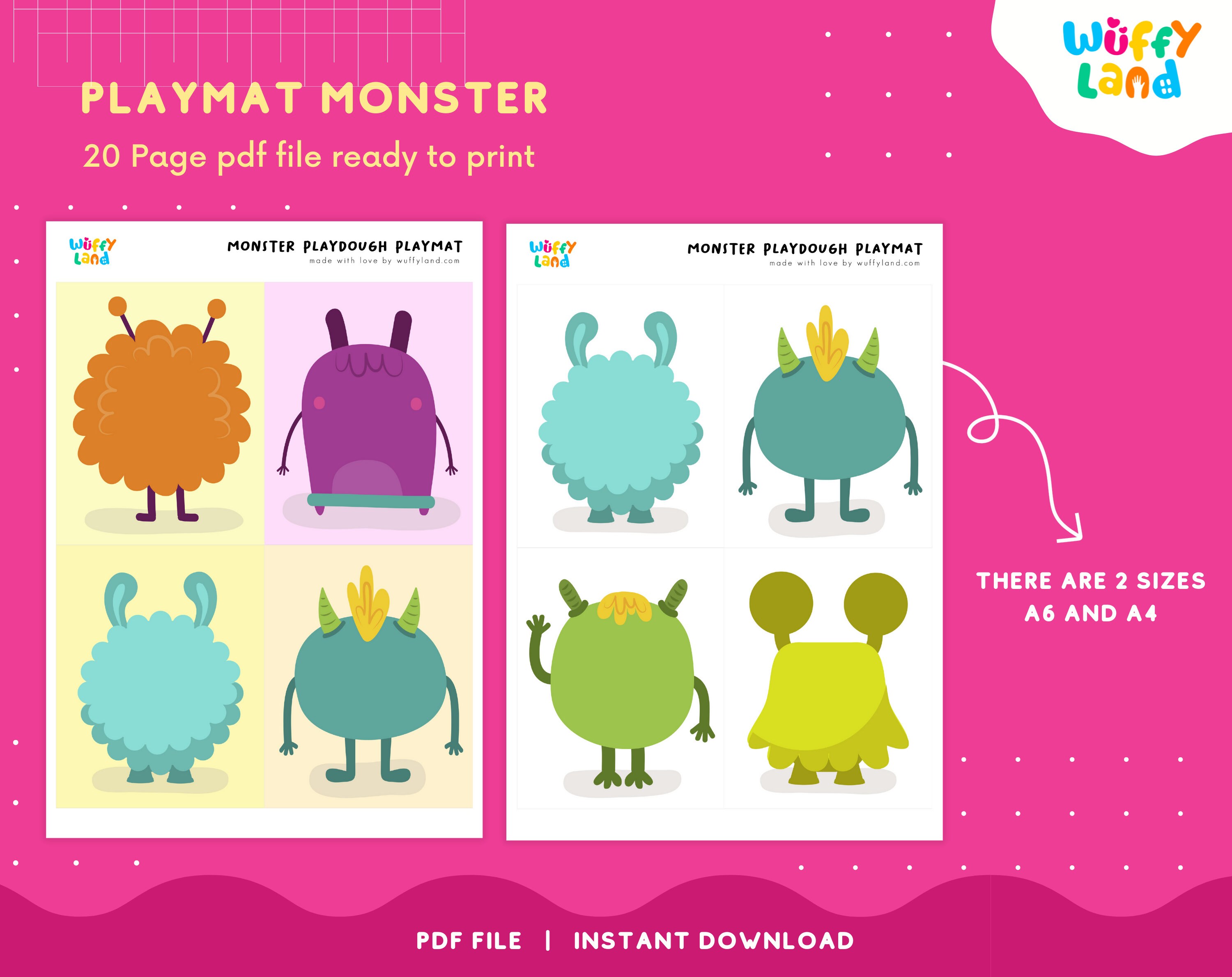 Monster Playdough Mat Printable Play Dough Activity Mats - Etsy