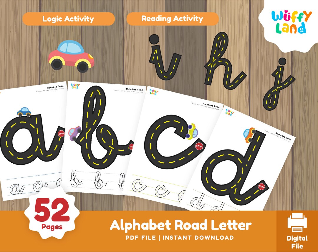 Alphabet Road Letter Cursive Handwriting Practice Worksheets - Etsy
