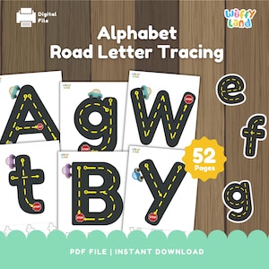 Alphabet Tracing Sheets With Car Theme - Uppercase and Lowercase Road ...