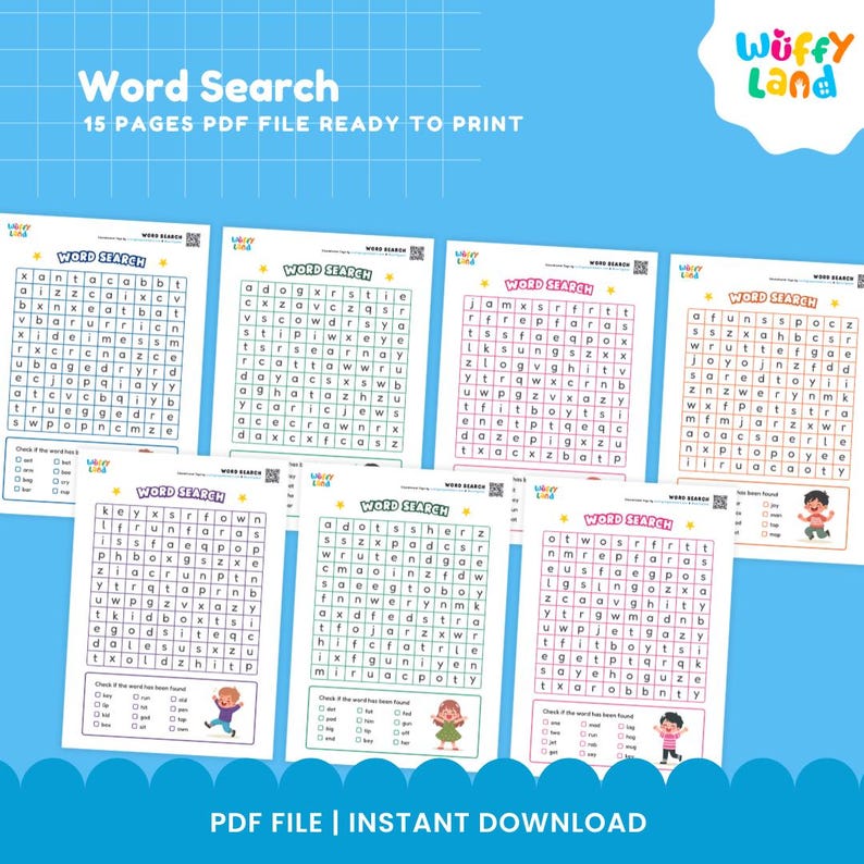 Word Search Puzzle Pack 15 Printable Pages of Fun & Educational Word ...