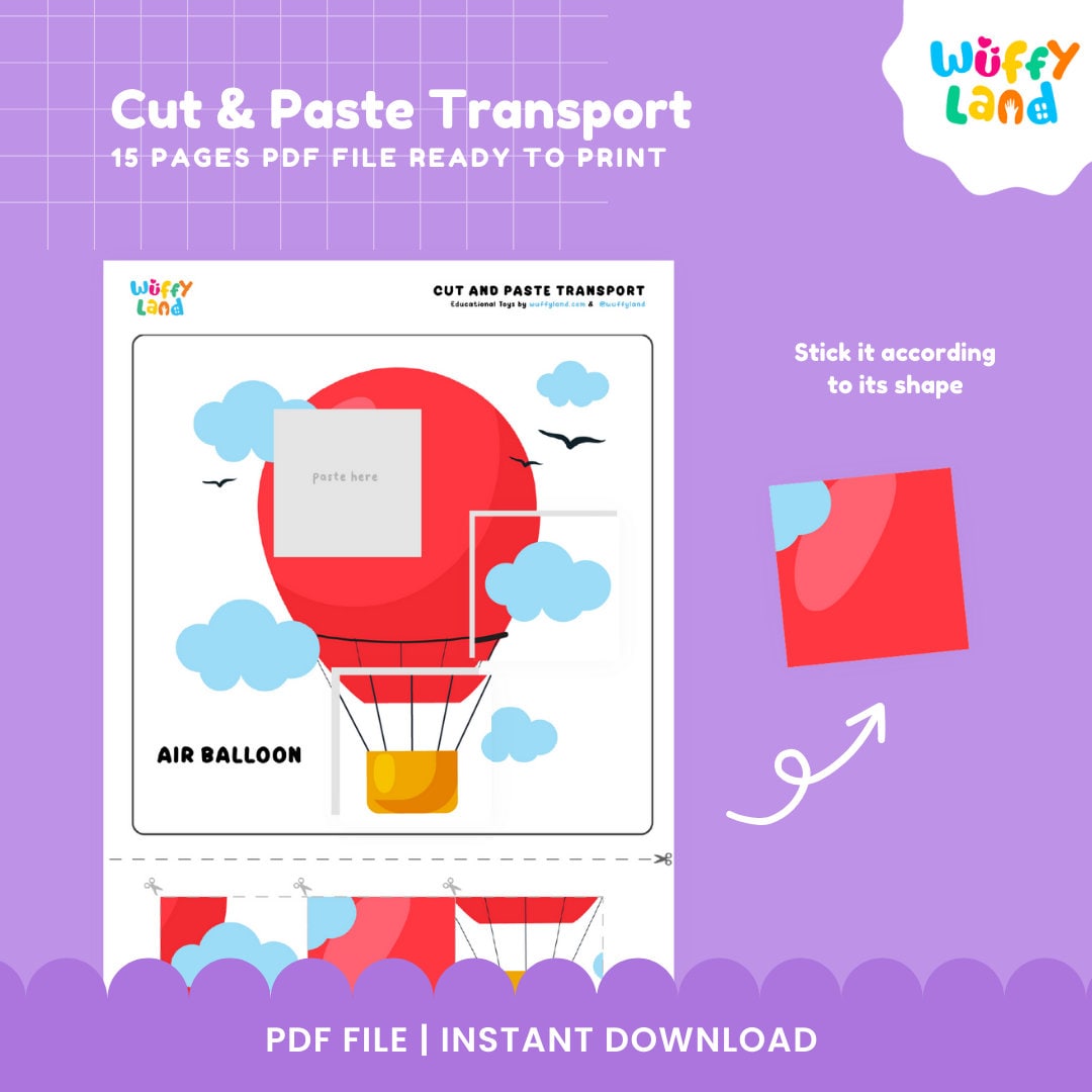 Cut and Paste Trasport, Transportation Matching Game, Activities for ...