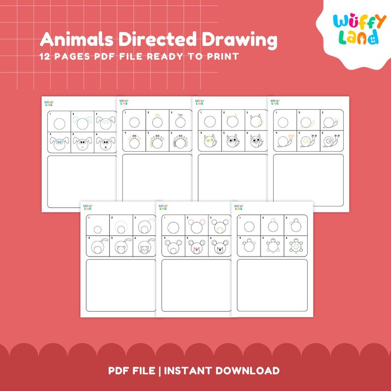 Animals Directed Drawing Worksheets Step-by-step Drawing Fun for Kids ...