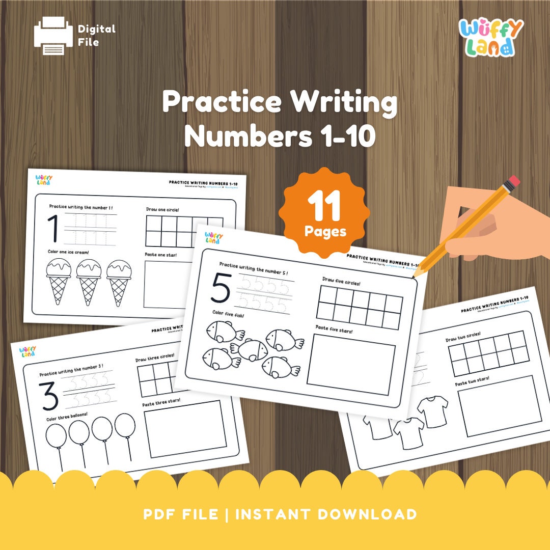 1-10 Number Tracing and Coloring, Handwriting Practice Pdf, Preschool ...