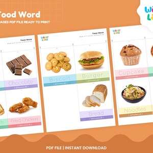 Food Word Flashcards Printable Food Themed Flashcards - Etsy