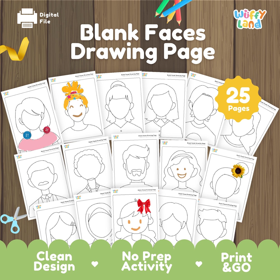 Blank Faces Drawing Worksheet for Kids | Emotions Activity Printable ...