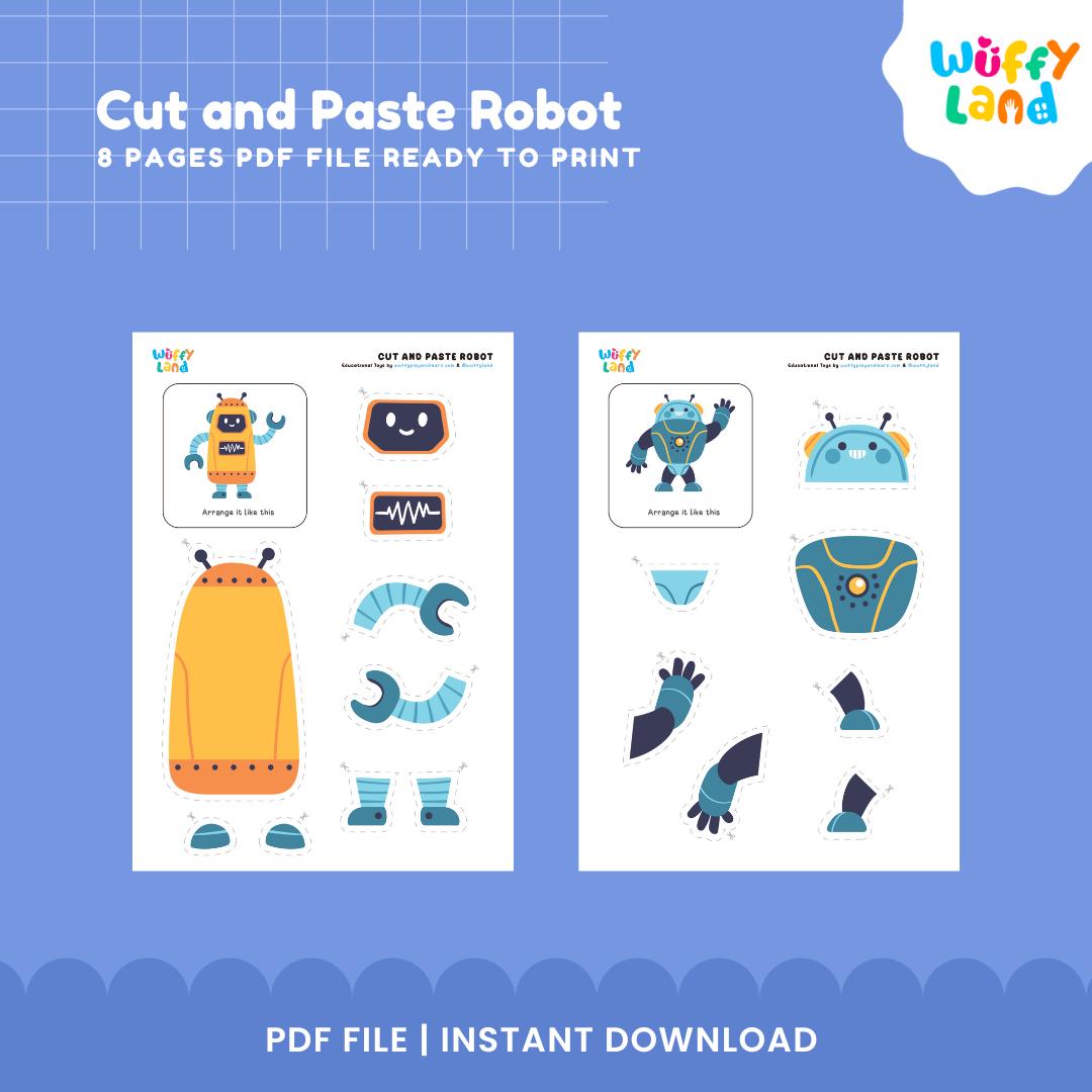 Build a Robot Cut and Paste Craft - Printable Robot Activity for Kids ...