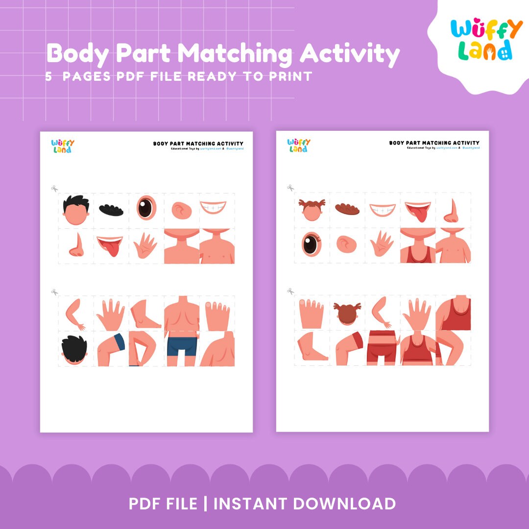 Body Part Matching Activity, Body Part for Kids, Toddler Busy Book ... Body Part Matching Activity, Body Part for Kids, Toddler Busy Book ...