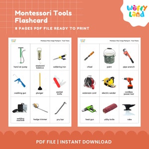 72 Montessori Tools & Equipment Flashcard, Real Image, Nomenclature ...