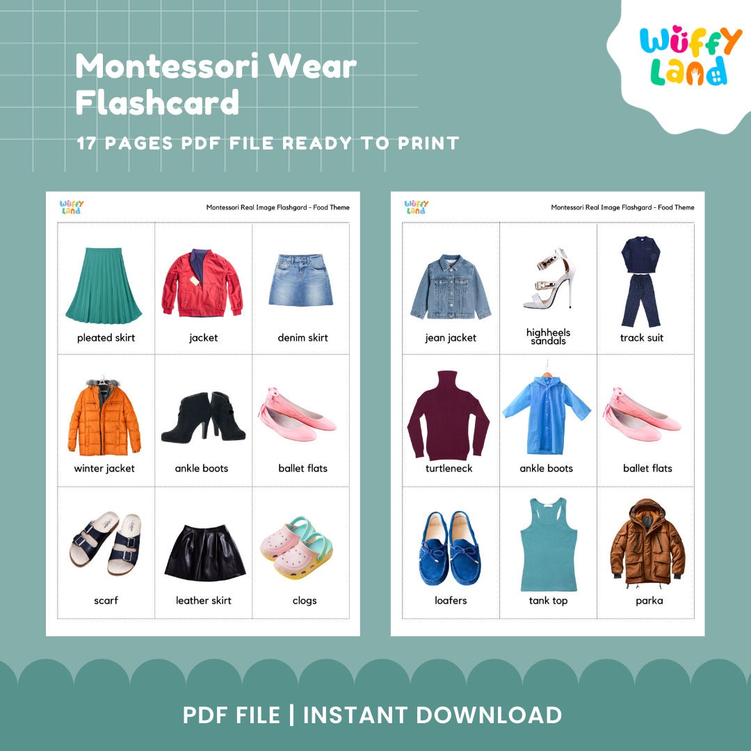 153 Montessori Waer Flashcard, Real Image, Flashcard Nomenclature ...